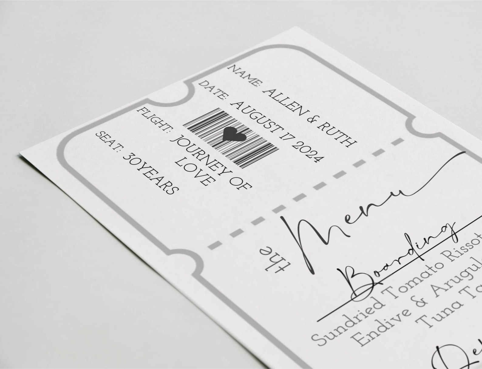 Boarding Pass Menu Card, Place Card, and Food Tent Set | Editable ...