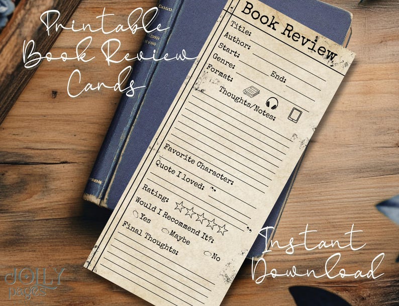 Printable Book Review Cards: Vintage Reader's Journal (instant Download ...