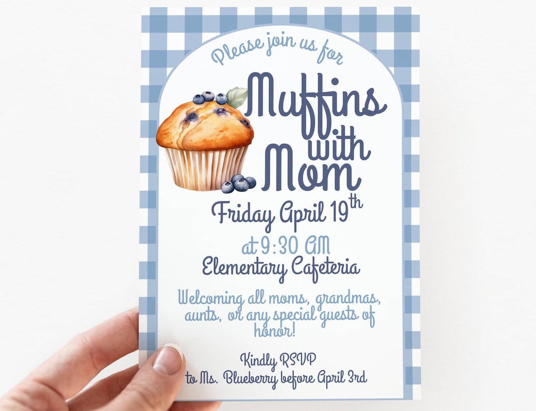 Muffins With Mom Invitation & Poster | Blueberry Muffin Invite Template ...