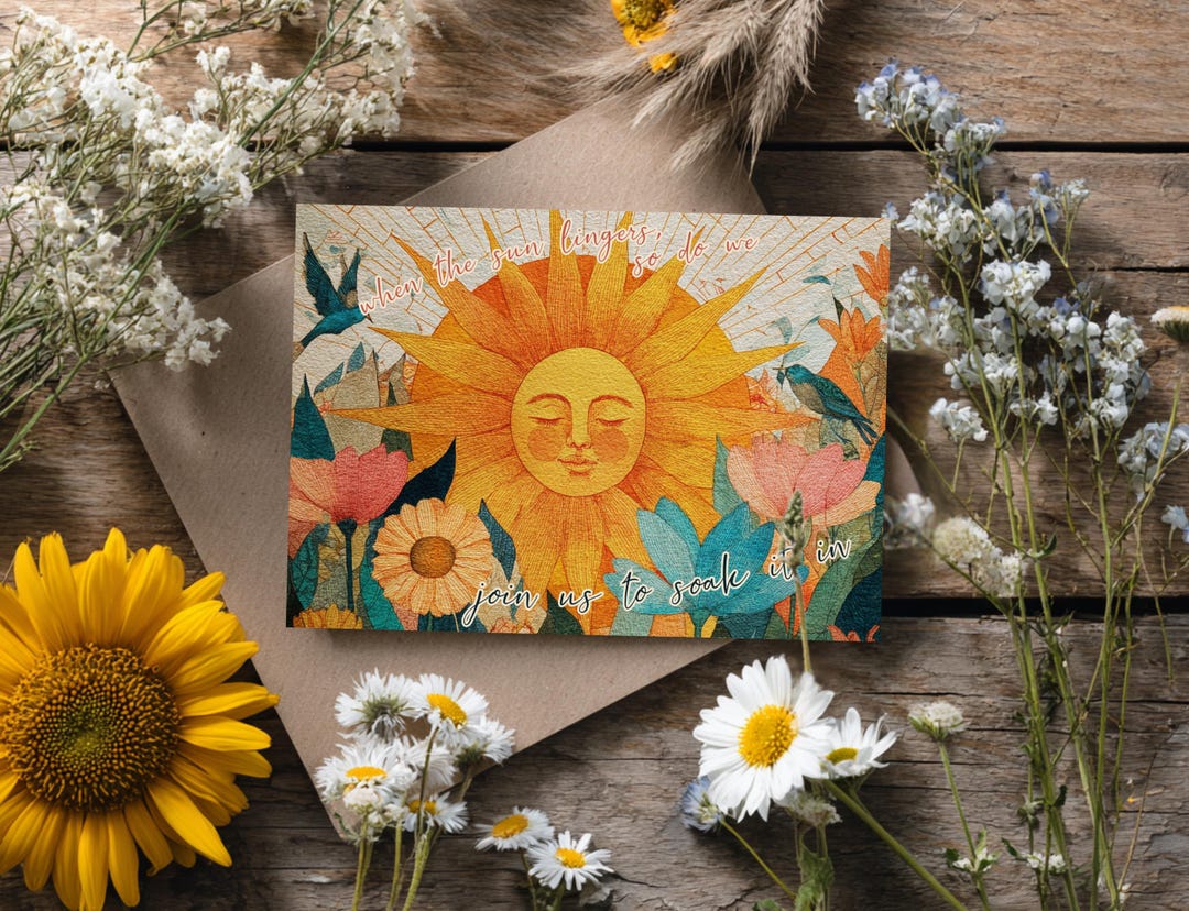 Boho Summer Solstice Invitation: Floral Garden Party Template (digital ...