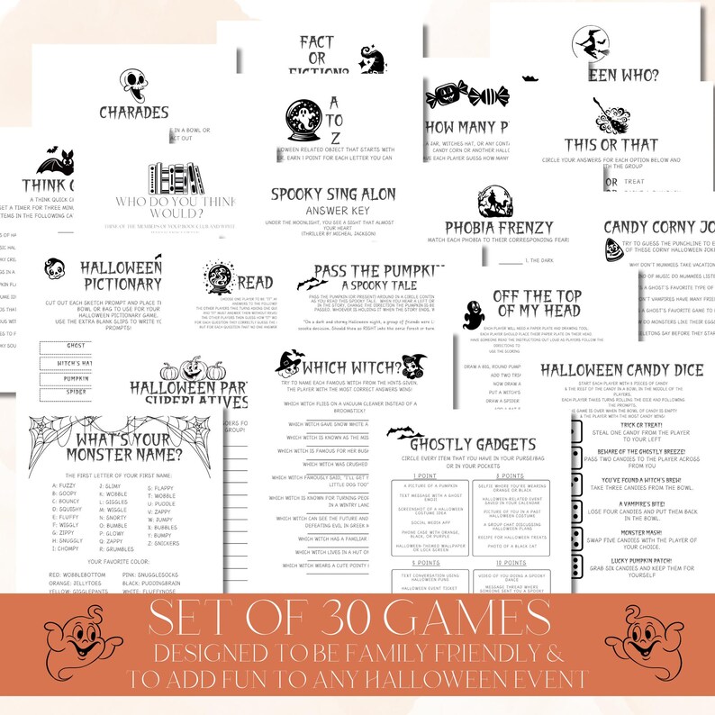 Halloween Party Games Ultimate Spooky Set! | 30 Printable Games for All ...