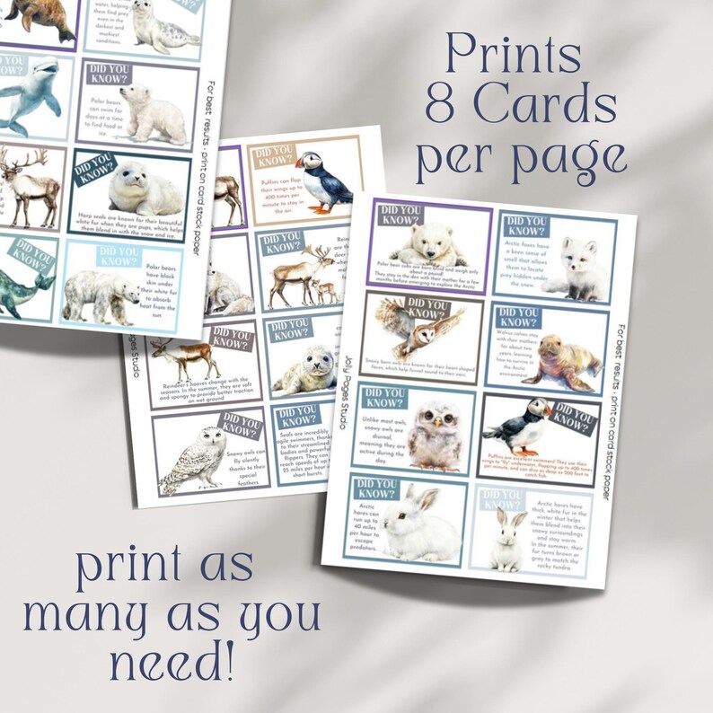 Arctic Animal Facts Lunchbox Notes: 24 Printable Cards (digital ...