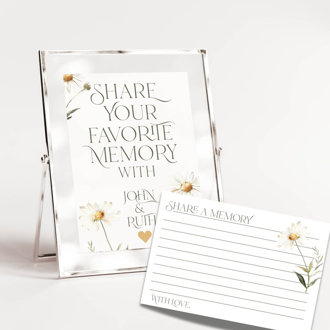 Daisy Anniversary 'share a Memory' Sign & Card (editable Printable) - Etsy