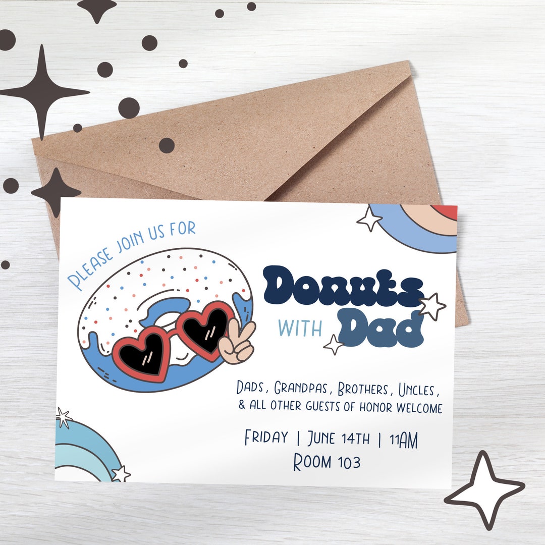 Donuts With Dad Invitation & Flyer: Editable PTA Event (digital ...