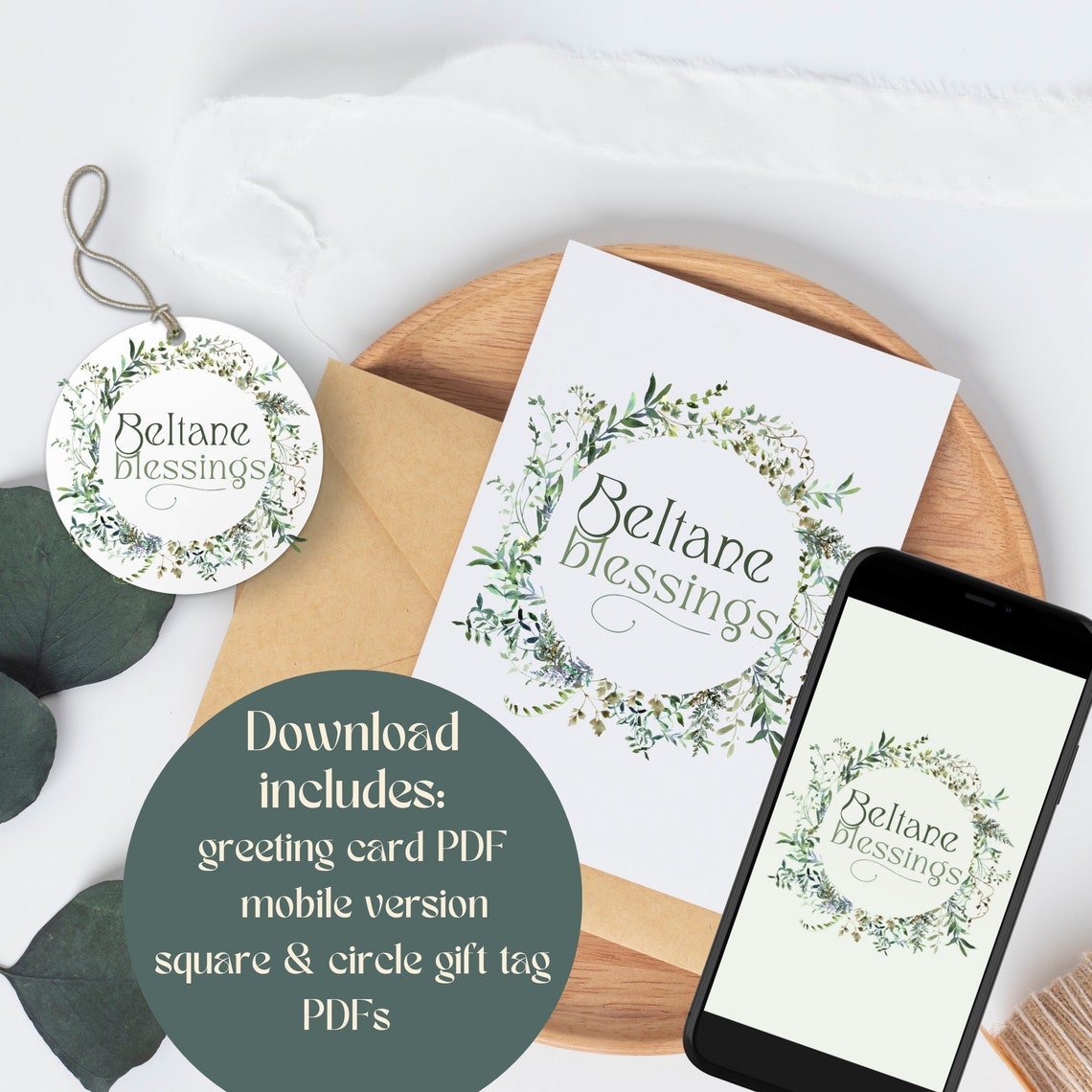 Beltane Printable Greeting Card With Digital Version and Gift Tag ...