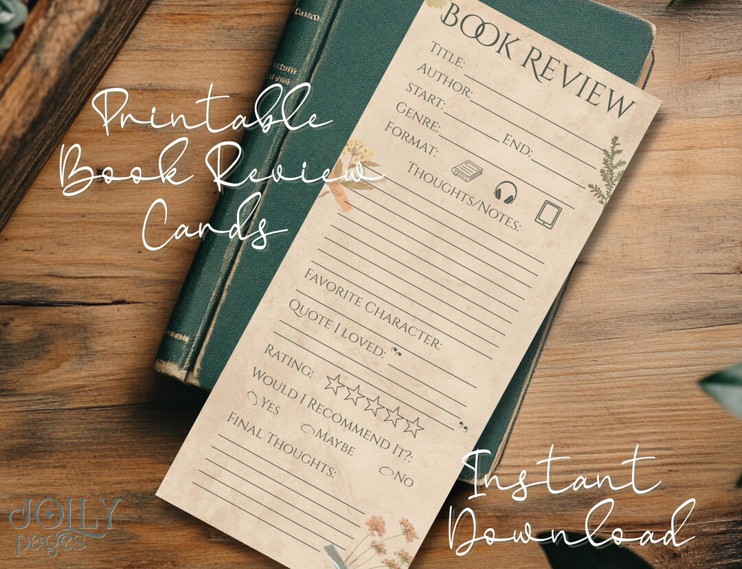 Printable Book Review Card | Aesthetic Journal Inserts | Readers Book ...