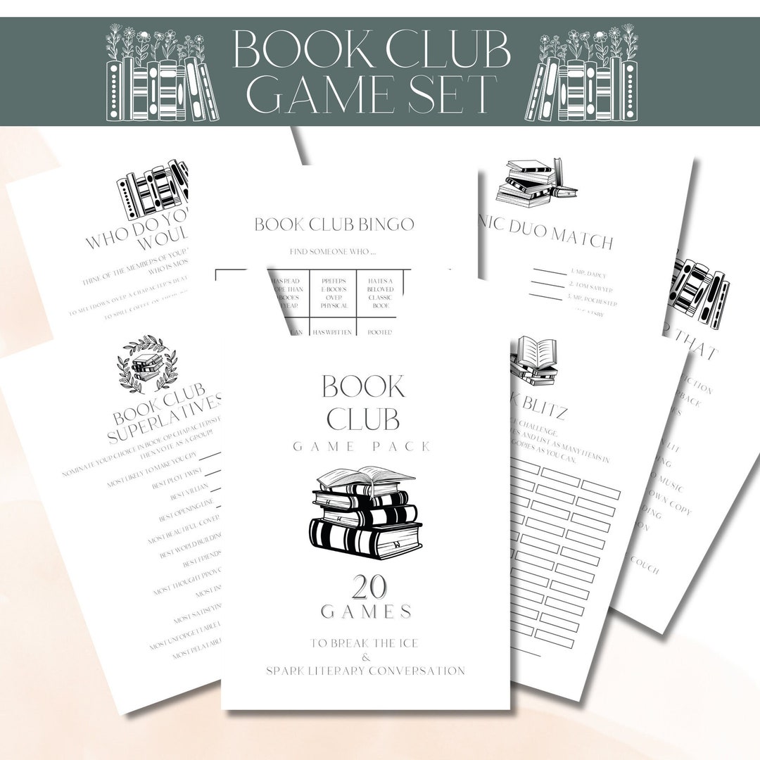 Book Club Games | Set of 20 Printable Games | Book Club Meeting Ice ...
