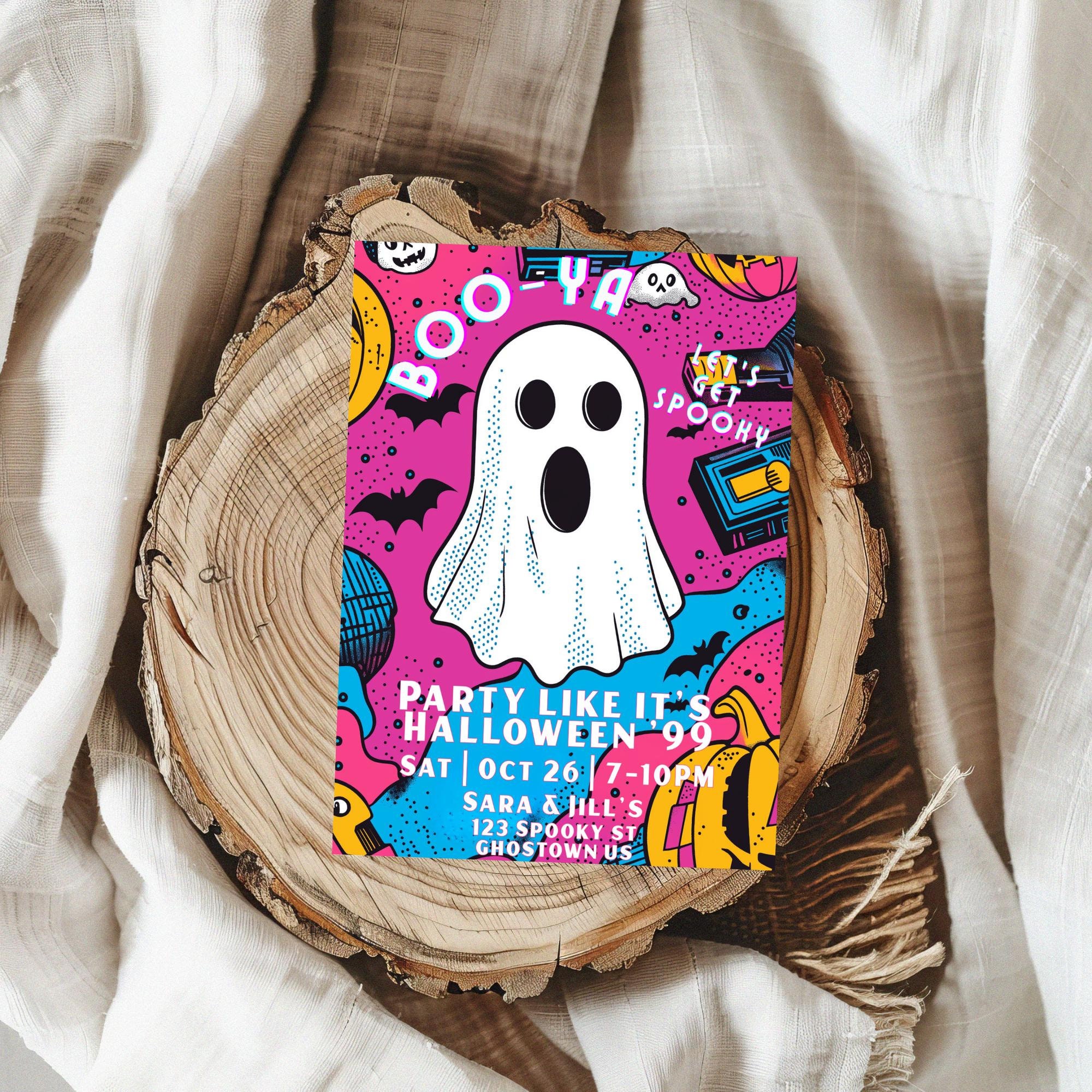 90's Nostalgia Halloween Party Invitation Editable Template | Retro ...
