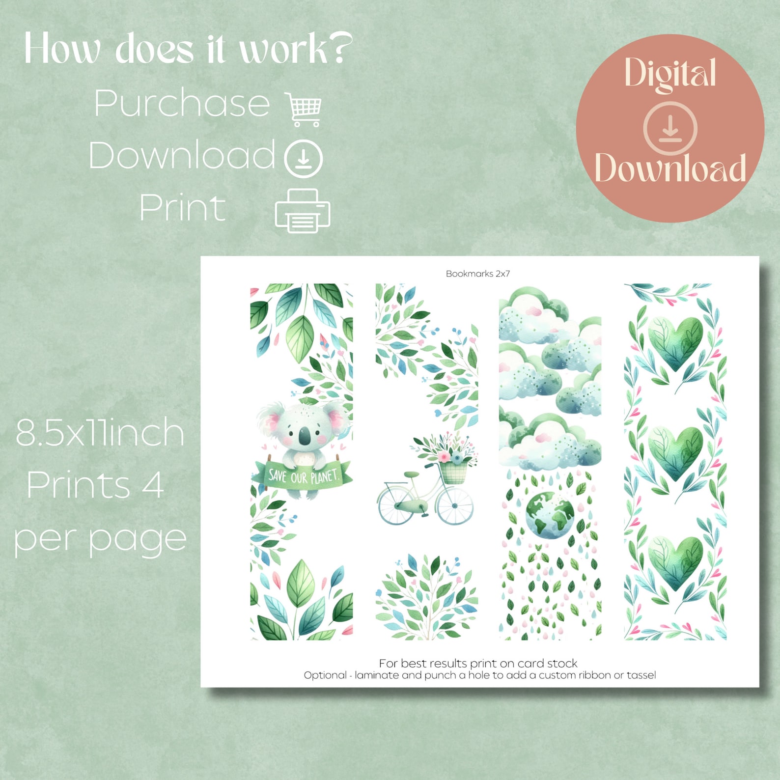 Earth Day Bookmarks: Conservation Theme, Set of 12 (PDF Download) - Etsy