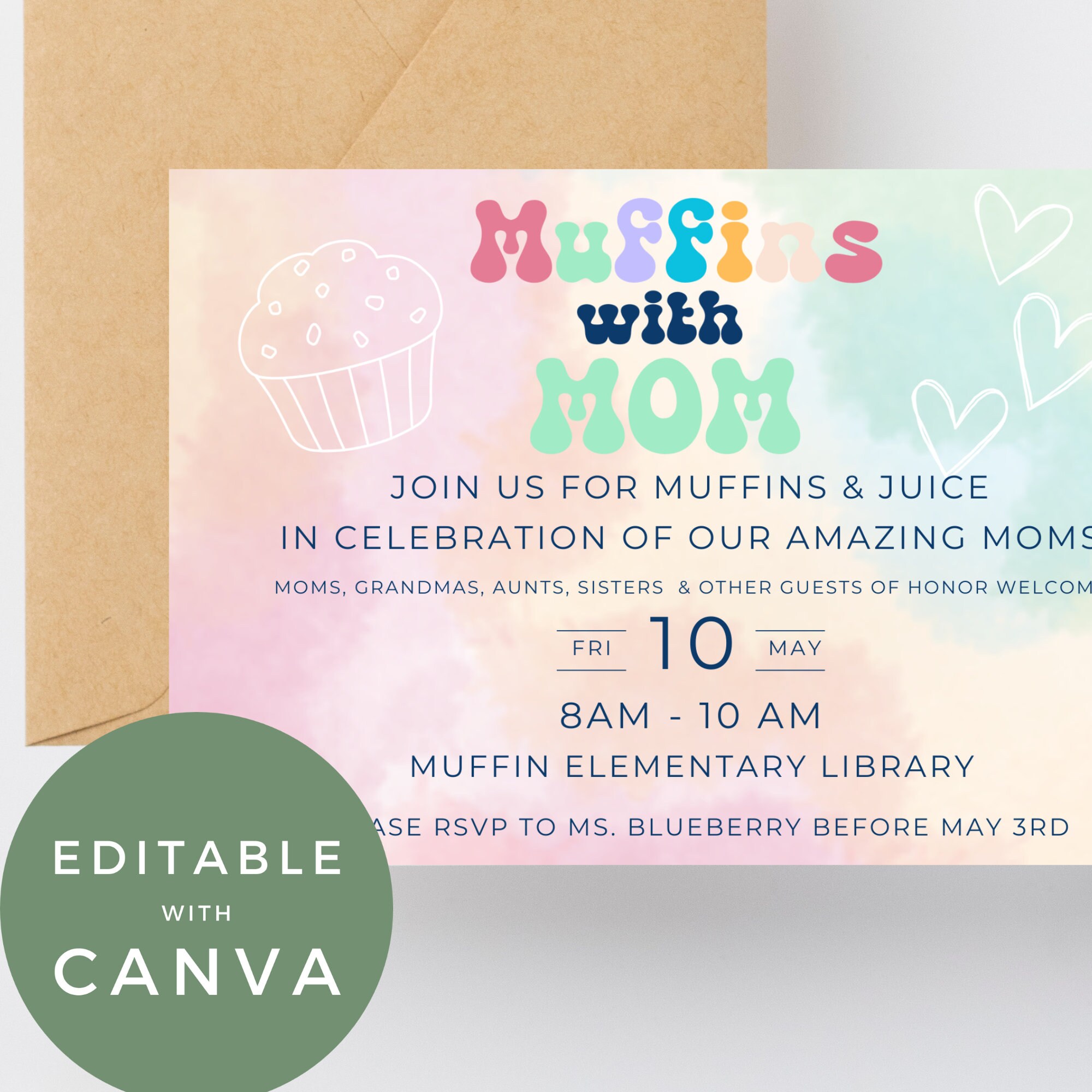 Muffins With Mom Invitation Template Bundle With RSVP Card & Poster ...