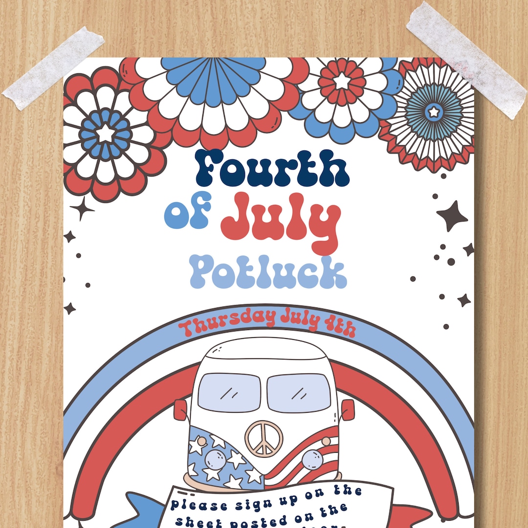 Independence Day Potluck Editable Flyer & Sign up Sheet | Fourth of ...