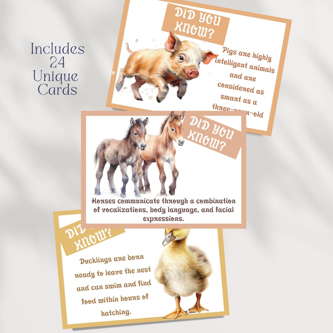 Farm Animal Facts Lunchbox Notes for Kids | Animal Facts for Kids | 24 ...