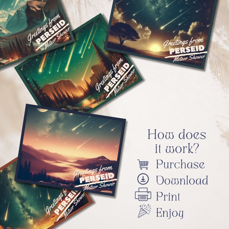 Perseid Meteor Shower Vintage Postcards: DIY Printable Activity ...