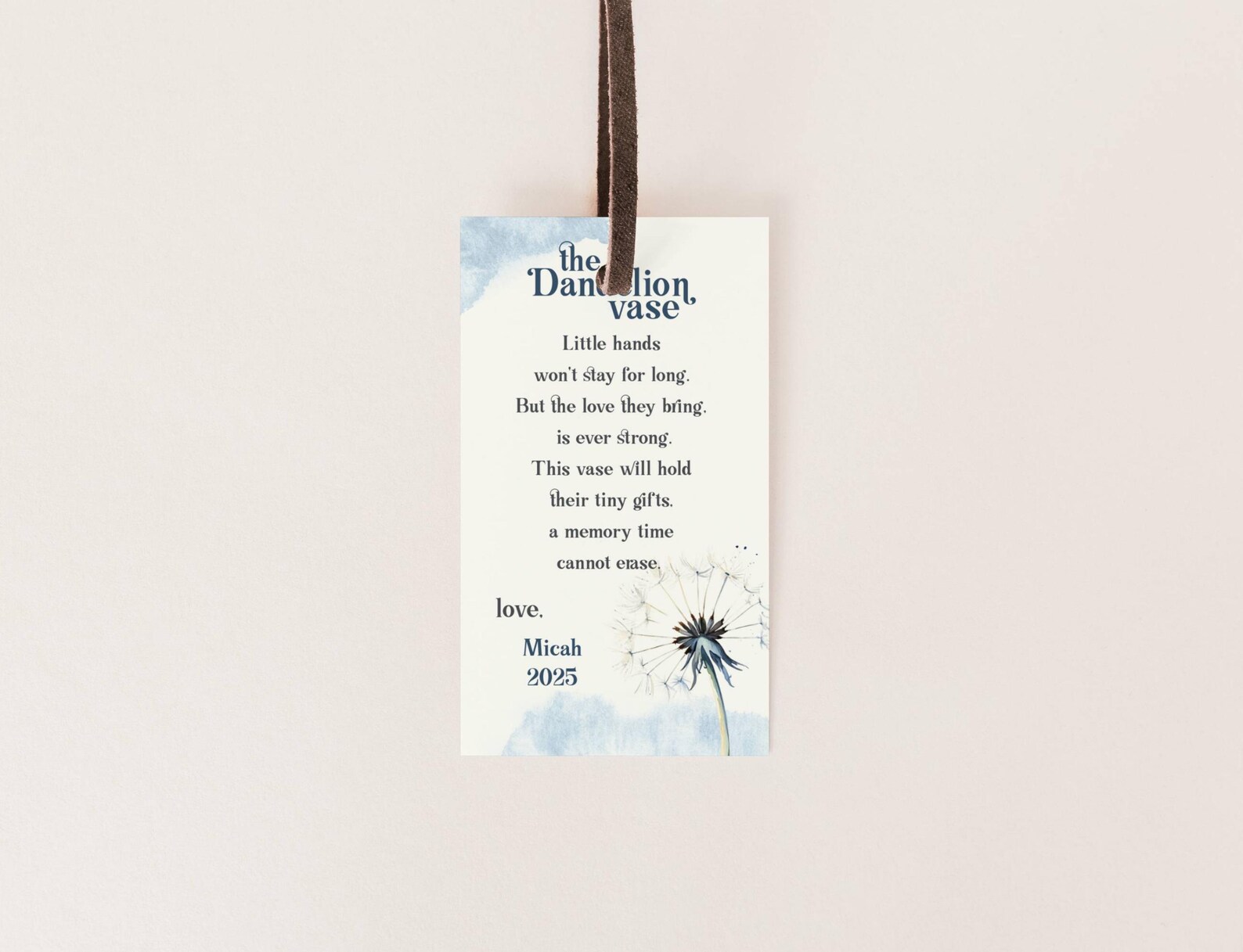 Editable Dandelion Vase Tag Template: Wildflower Bouquet Gift ...