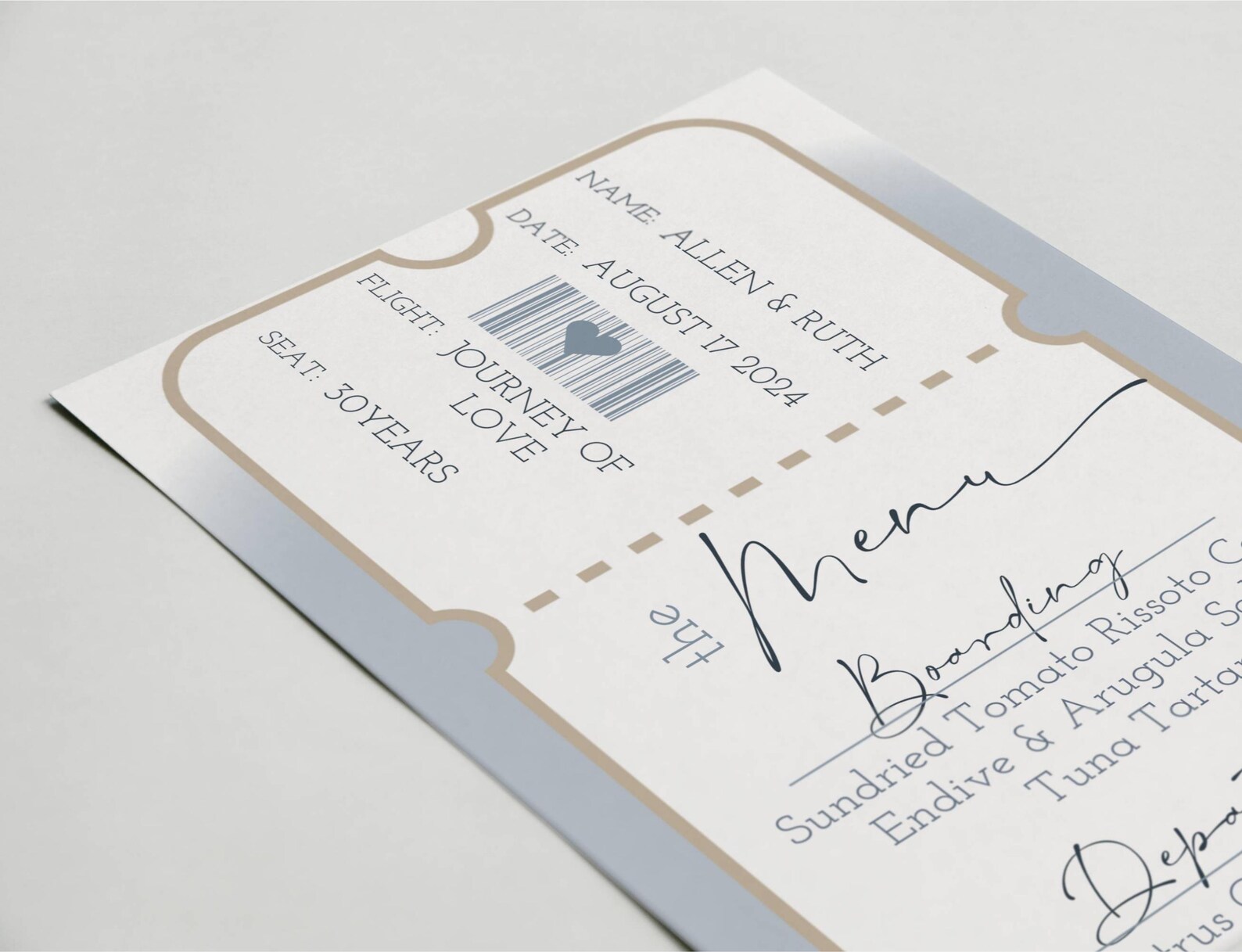 Boarding Pass Menu Card Set: Travel Anniversary Party (editable ...