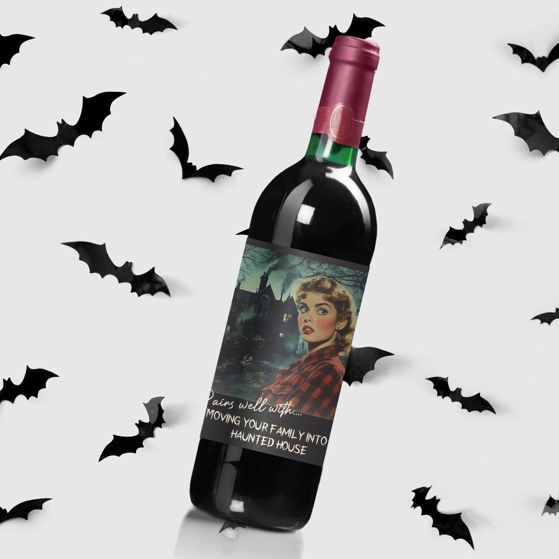 Vintage Scary Movie Wine Labels: Halloween Party Decor (instant ...