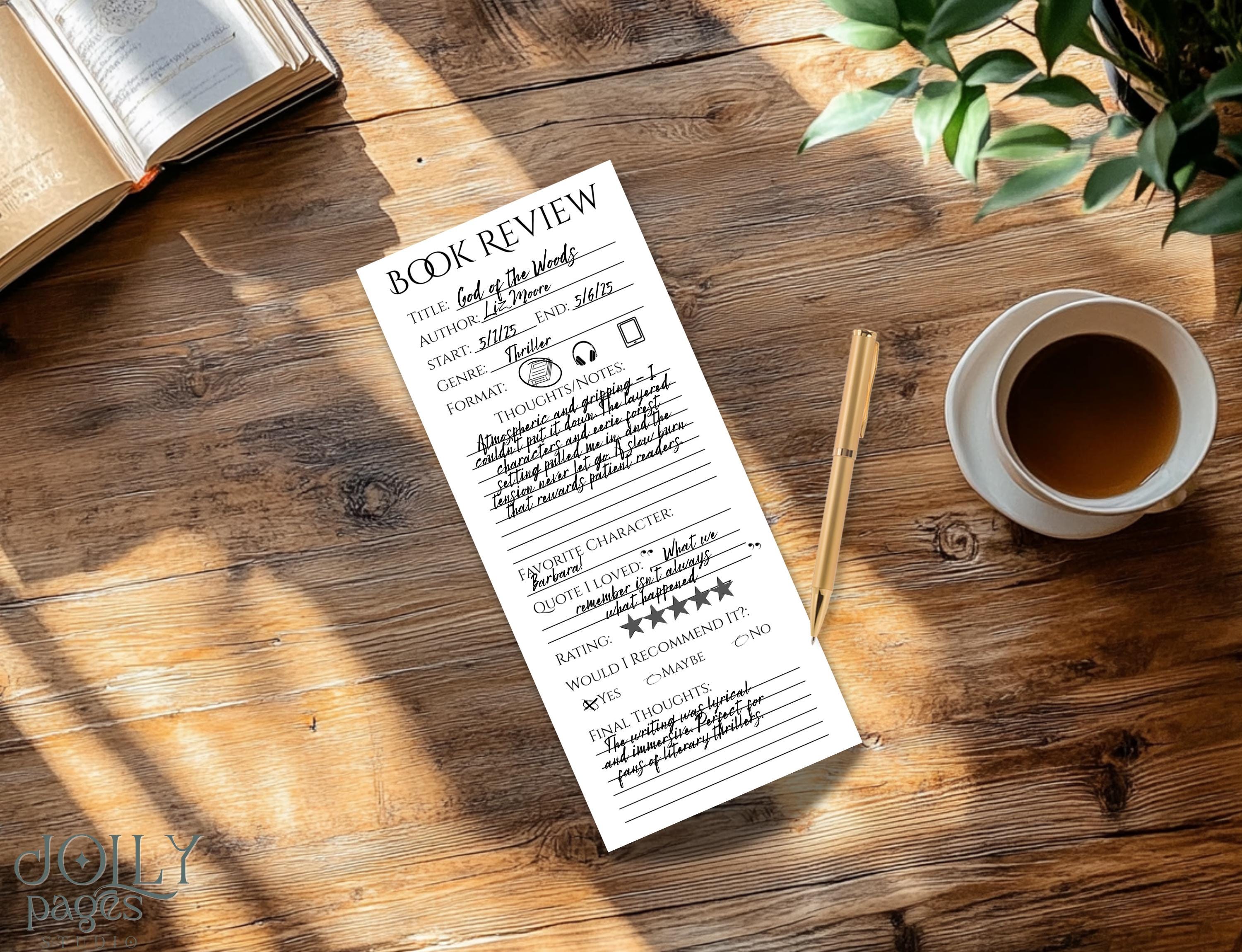 Printable Book Review Card | Aesthetic Journal Inserts | Readers Book ...