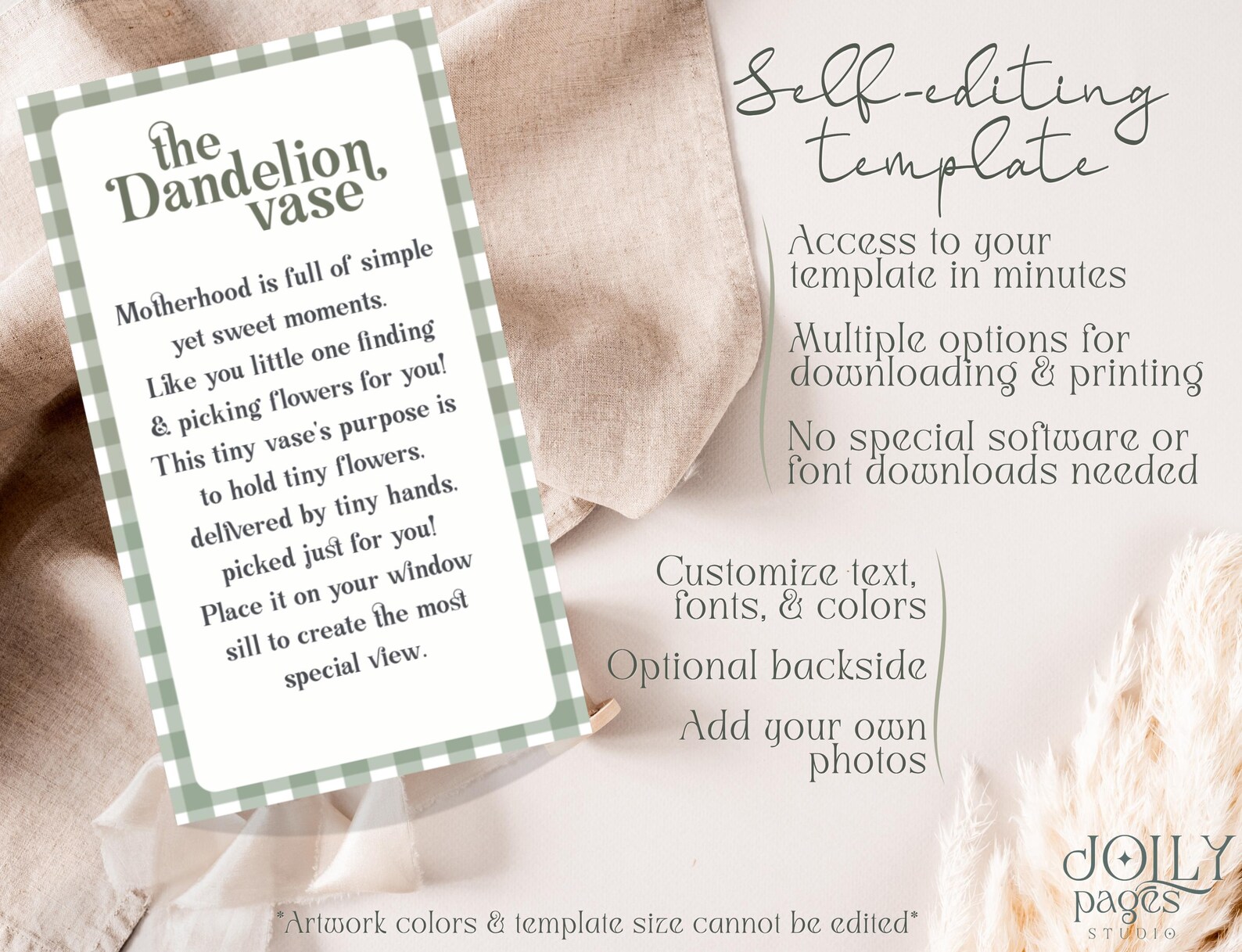 Editable Dandelion Vase Tag Template: Wildflower Gift for Mom ...