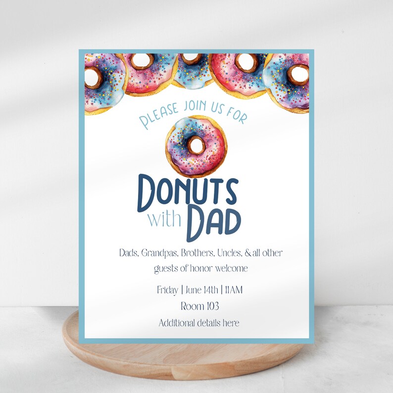 Title: Donuts With Dad Invitation and Flyer Editable Event Set Instant ...