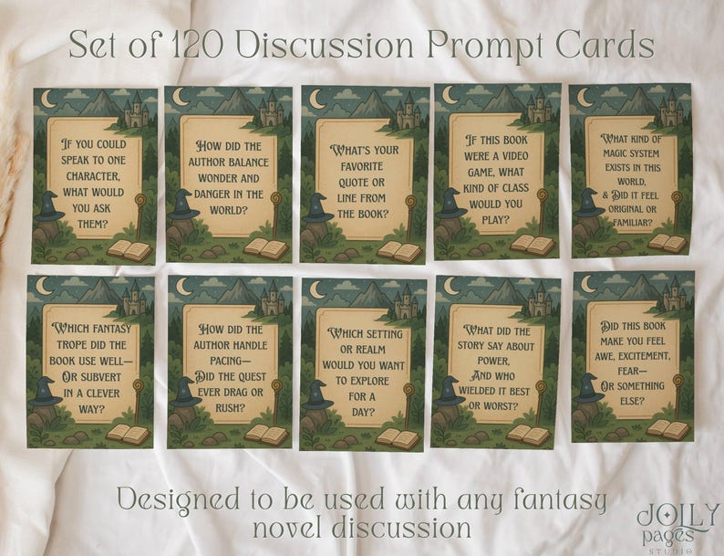 Fantasy Book Club Discussion Cards: 130 Printable Prompts (instant ...