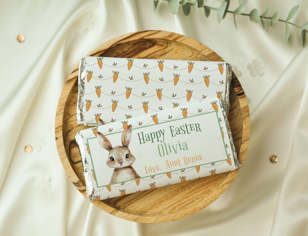 Editable Easter Bunny Chocolate Bar Wrapper: Printable Candy Label ...