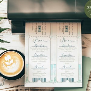 Travel Anniversary Menu Card Set: Editable Boarding Pass (digital ...