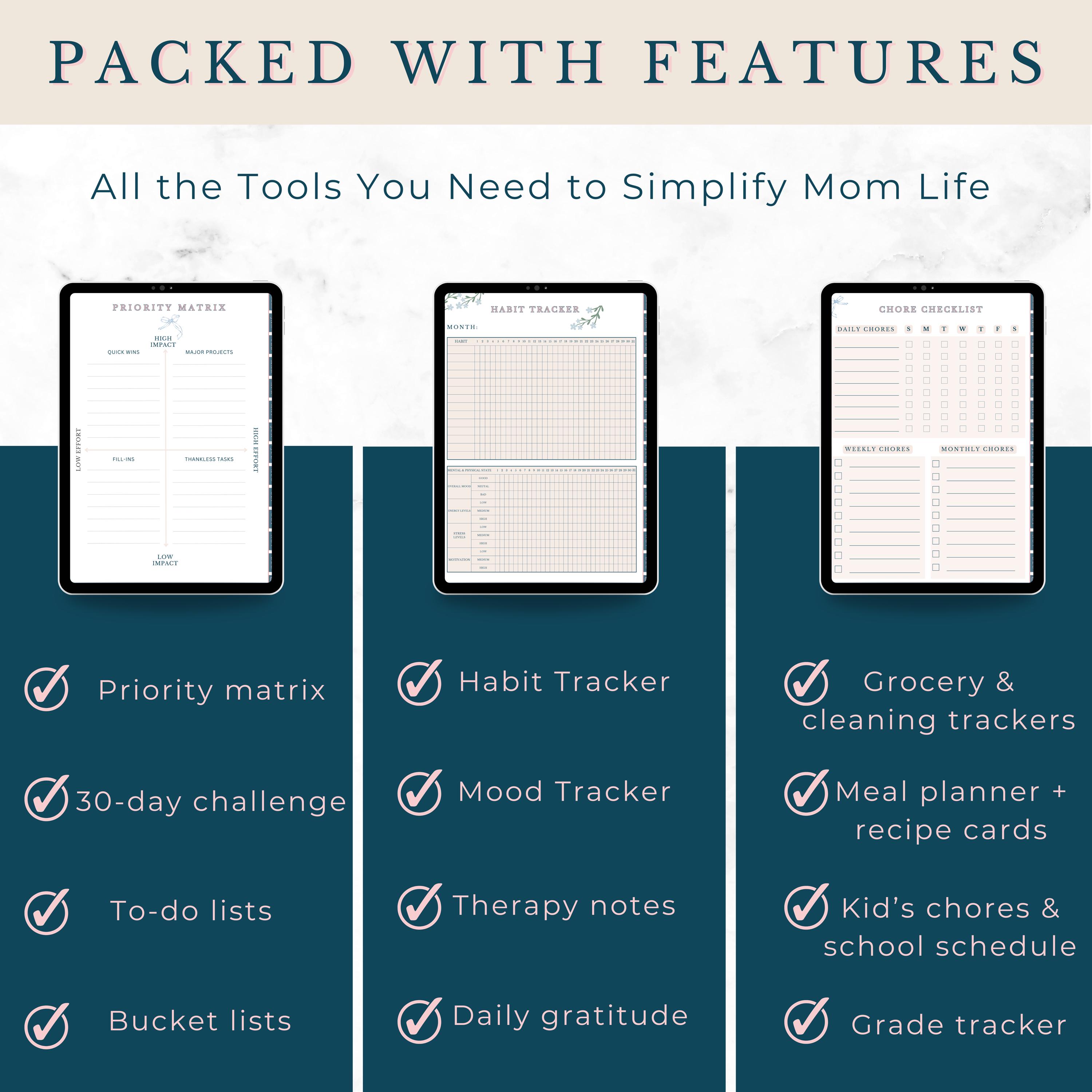 The Elevated Mom Planner | Editable Canva Template | Digital Family ...
