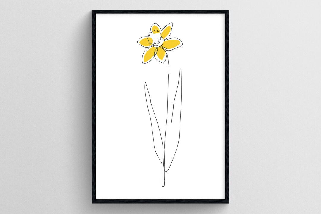 Daffodil Wall Print | Daffodil Art Print | Minimal Flower Print ...