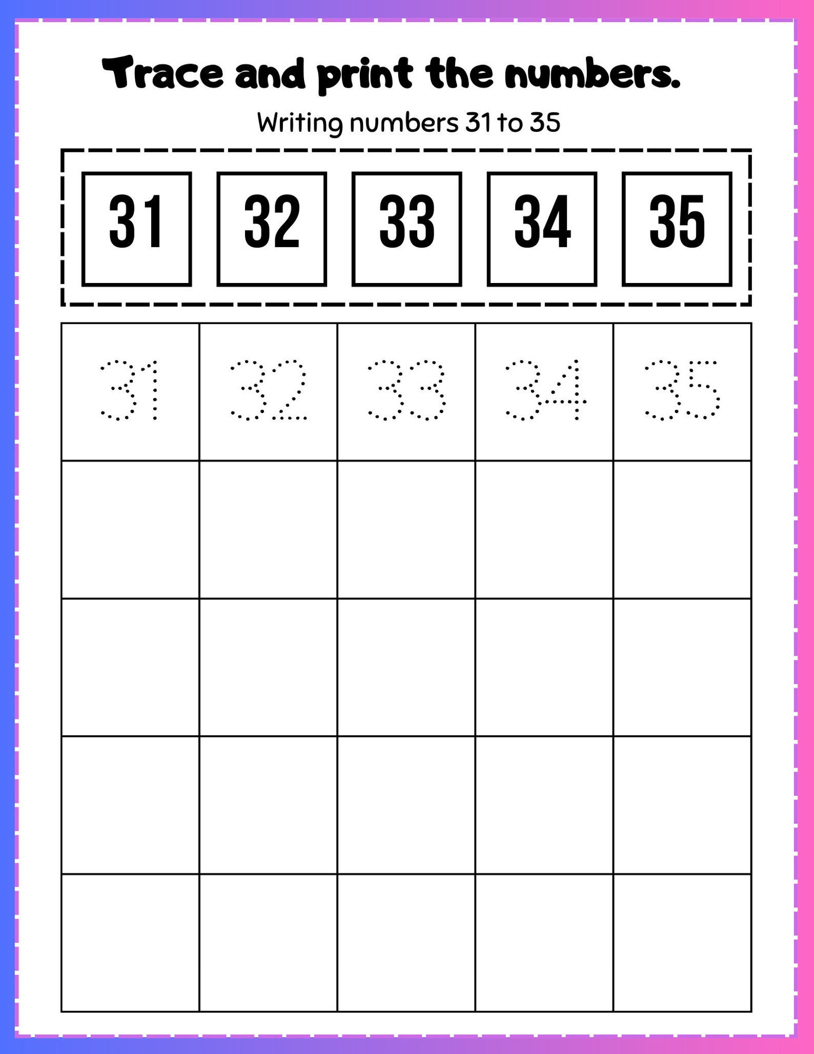 Tracing Numbers Worksheet Learn Your US Numbers Numbers Practice 1-100 ...