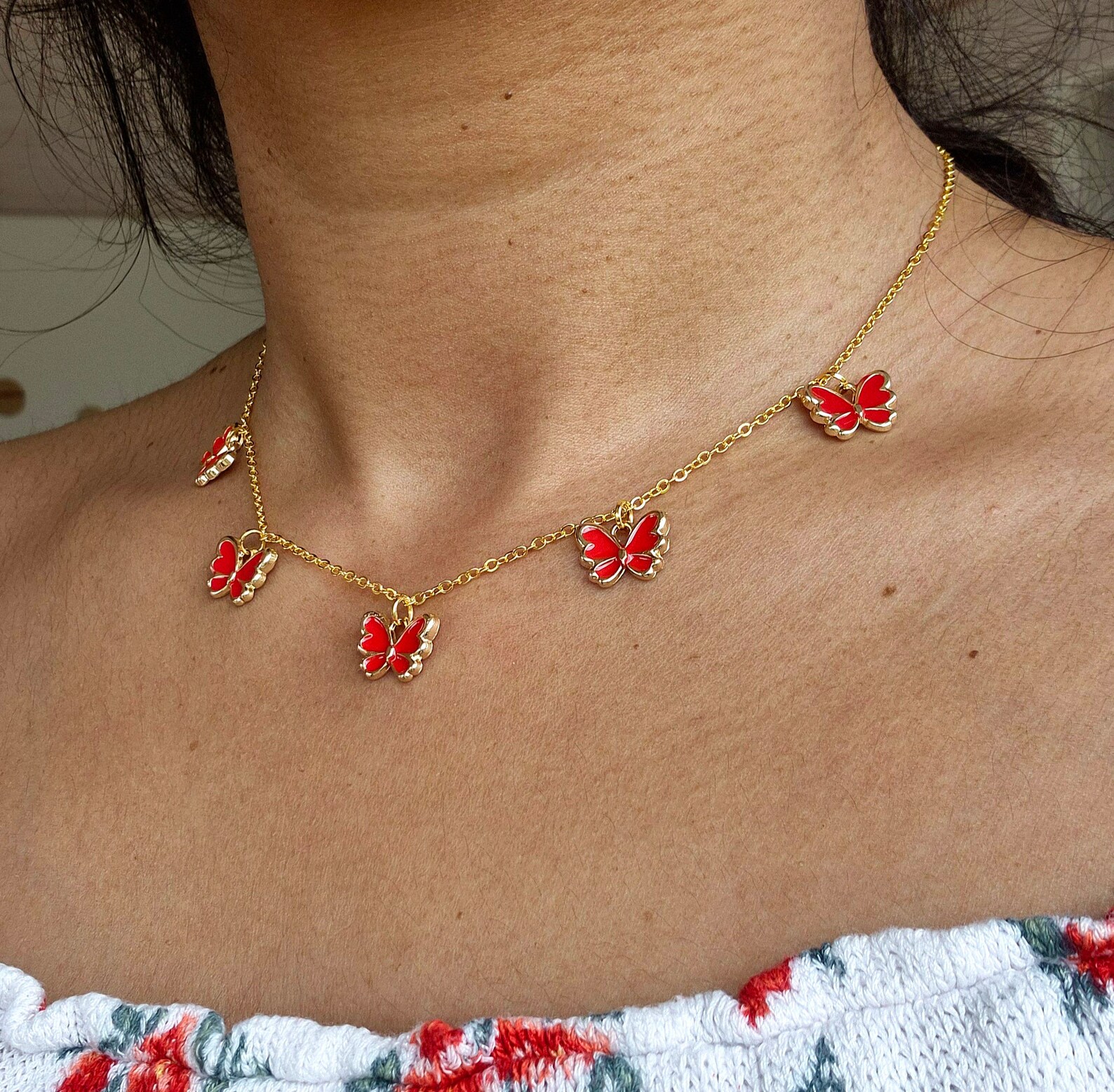 Red Butterfly Necklace, Purple Butterfly Necklace, Butterfly Charm ...