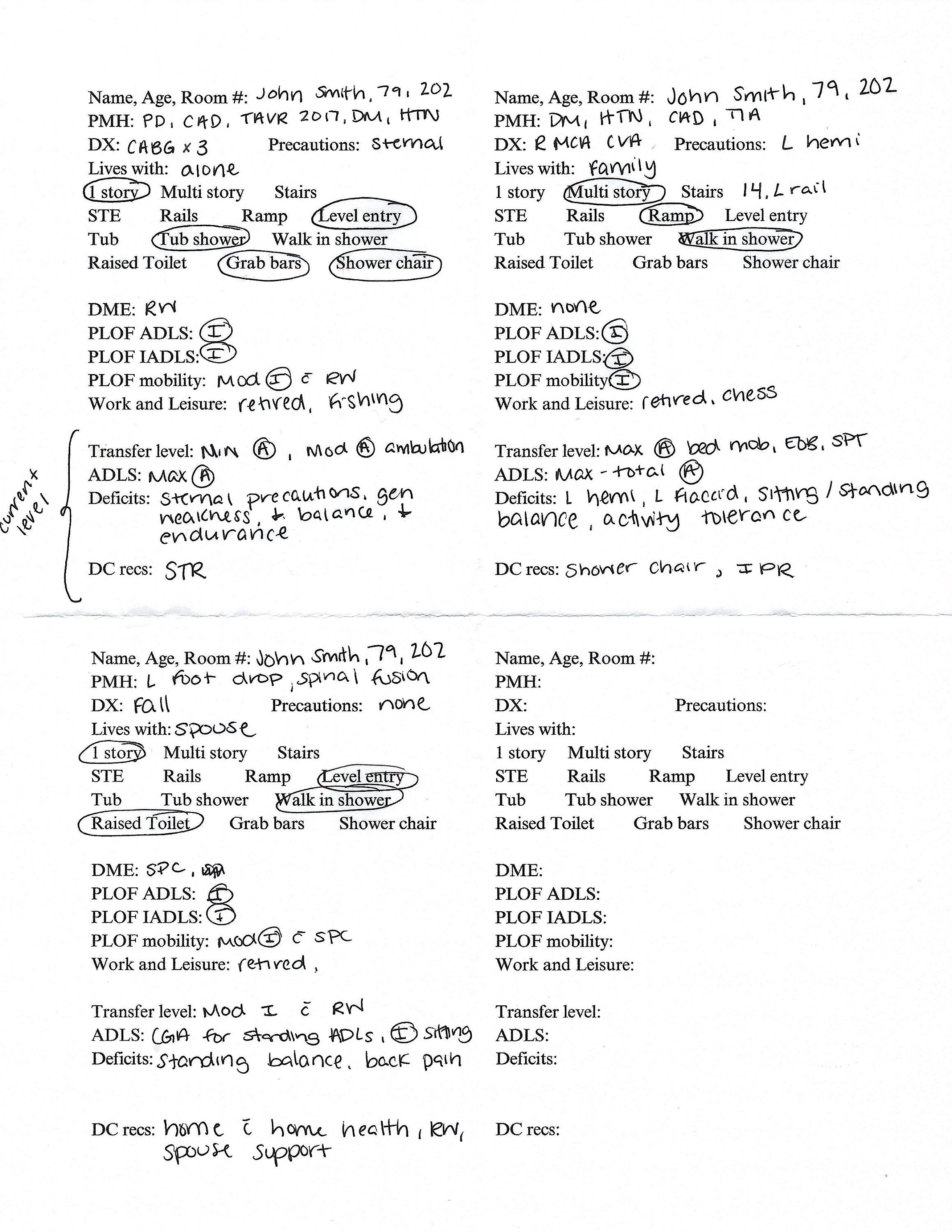 OT/PT Acute Care Eval Template - Etsy