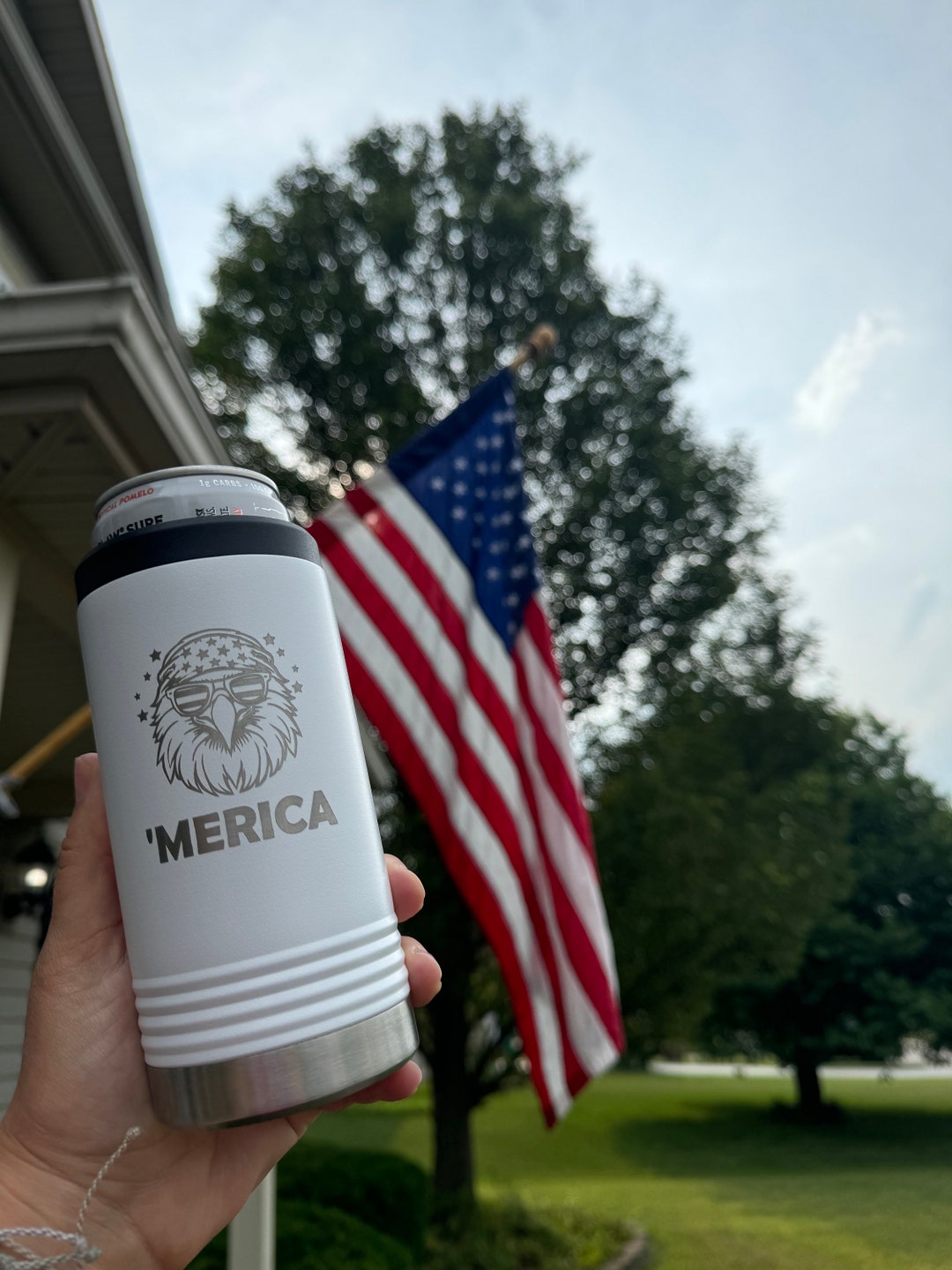 Eagle ‘merica Koozie - Skinny Can Koozie - 4th of July, Memorial Day ...