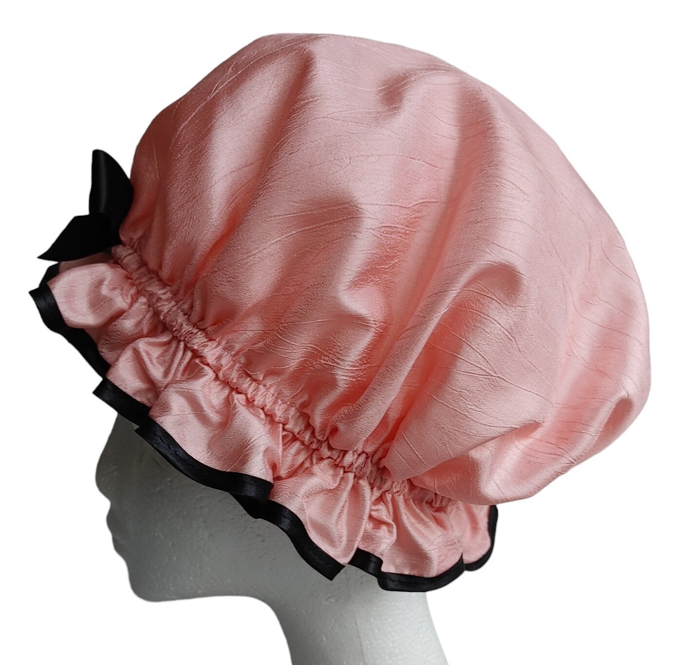Ladies Pink and Black Shower Cap - Blush - Etsy