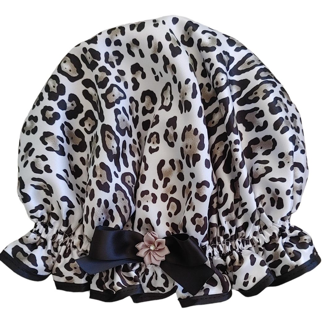 Leopard Print Shower Cap - Snow Leopard - Etsy