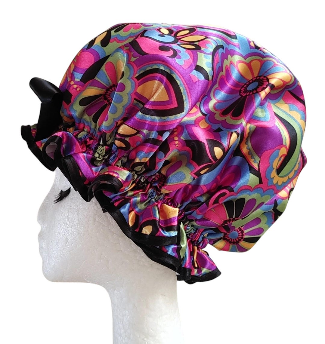 Extra Large Bouffant Shower Cap 70's Retro Pattern - Razzamatazz Suits ...