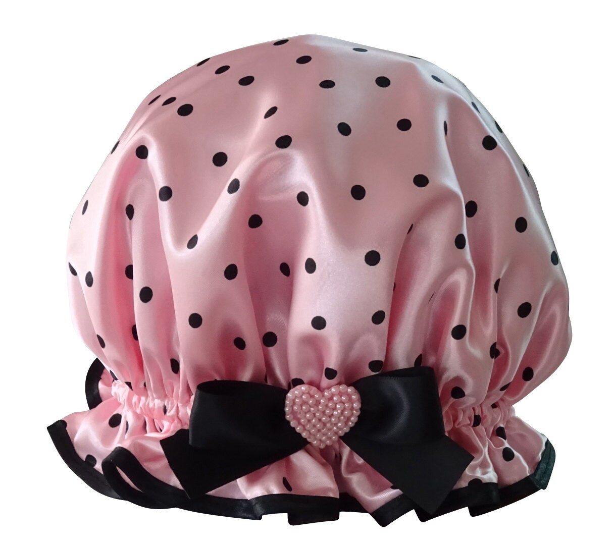 Girls Pink Polka Dot Shower Cap Little Dottie Etsy UK