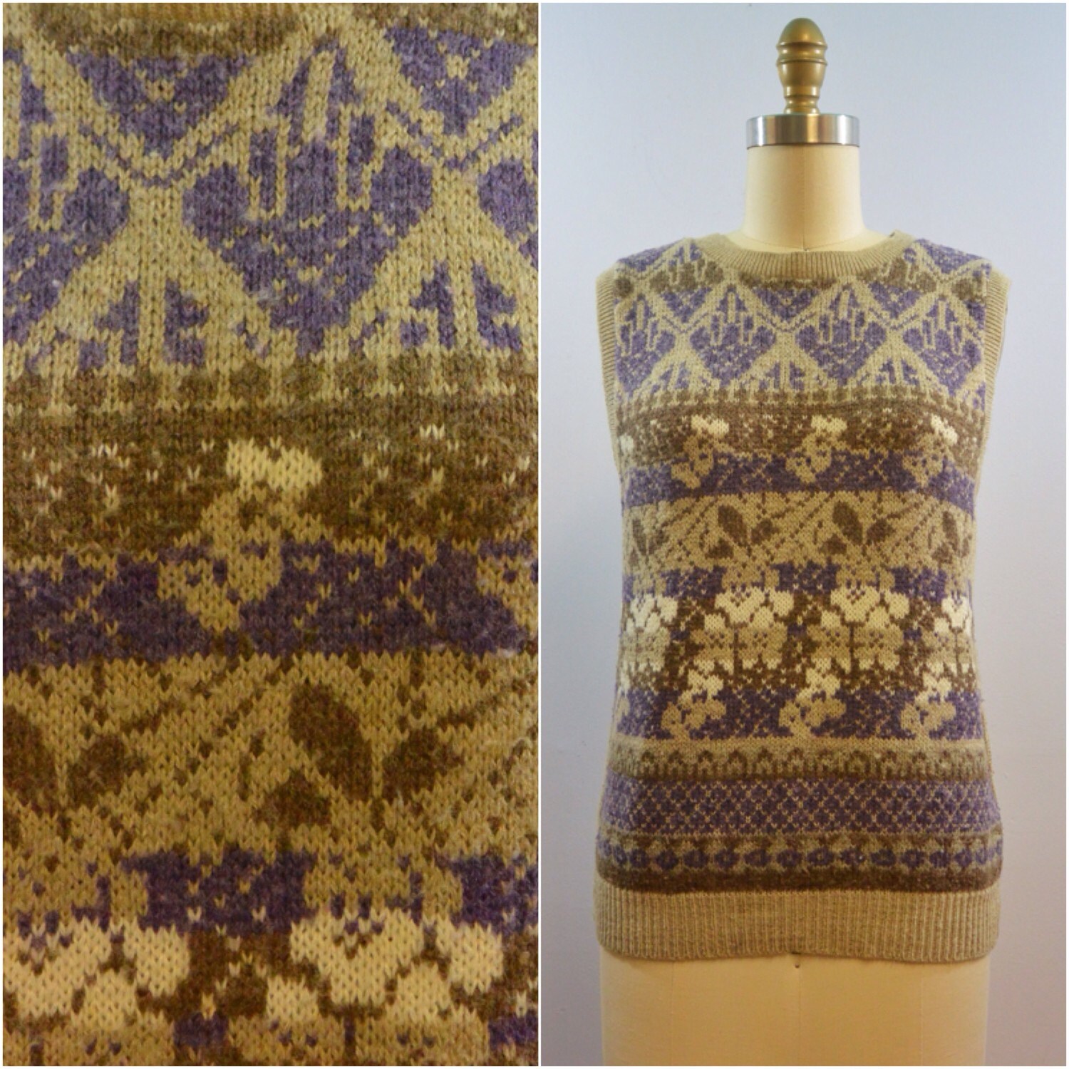 1980s Purple Floral Sweater Vest by Rrrruss by Russ Togs - Etsy