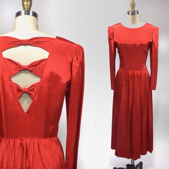 1980s Vintage Red Party Dress by Lanz Originals Size … - Gem