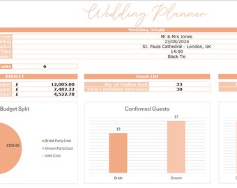 4-in-1 Simple Wedding Planner Excel Template Bundle Everything You Need ...