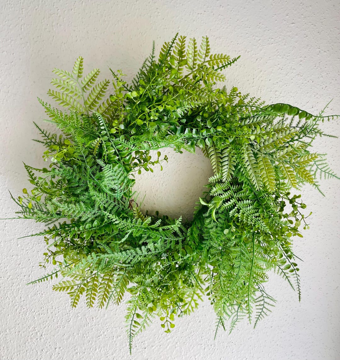 Mini Fern Wreath, Small Greenery Wreath, Mini Faux Fern Wreath, Candle ...