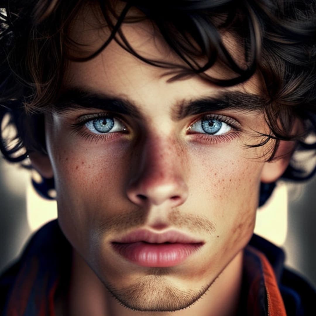 Men Boys Face Close-ups AI Generated Art Prints Set of 11 1024x1024px ...