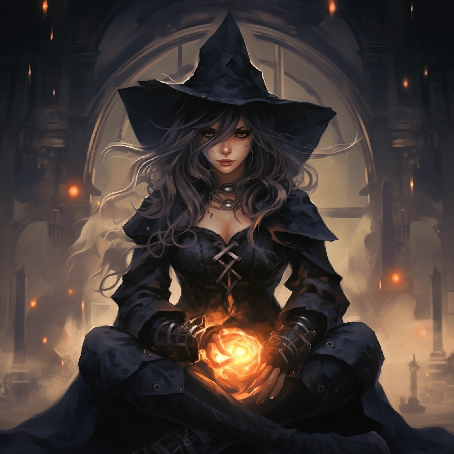 Fantasy Magic Girl Woman Witch AI Generated Art Prints Set of 4 2 Bonus ...