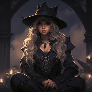 Fantasy Magic Girl Woman Witch AI Generated Art Prints Set of 4 2 Bonus ...