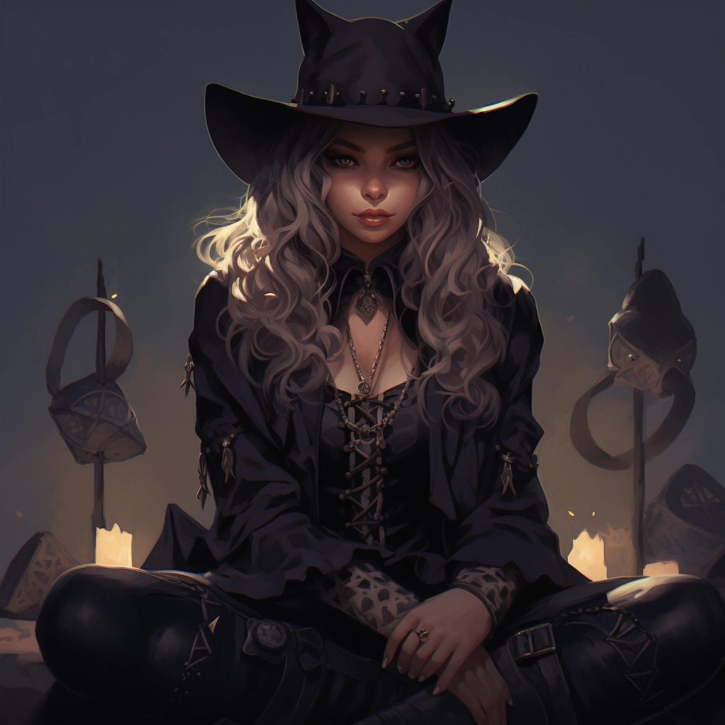 Fantasy Magic Girl Woman Witch AI Generated Art Prints Set of 4 2 Bonus ...