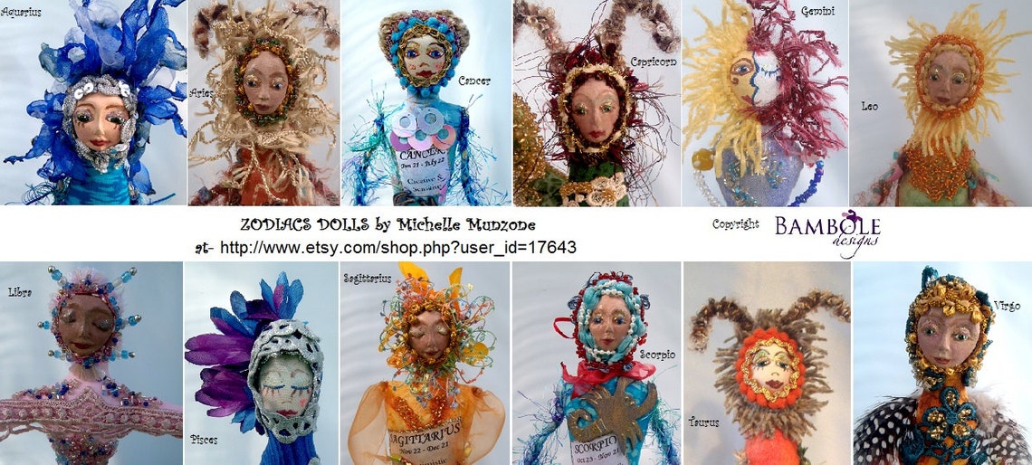AQUARIUS ZODIAC Art Doll 20 Cm 8tall OOAK Home | Etsy