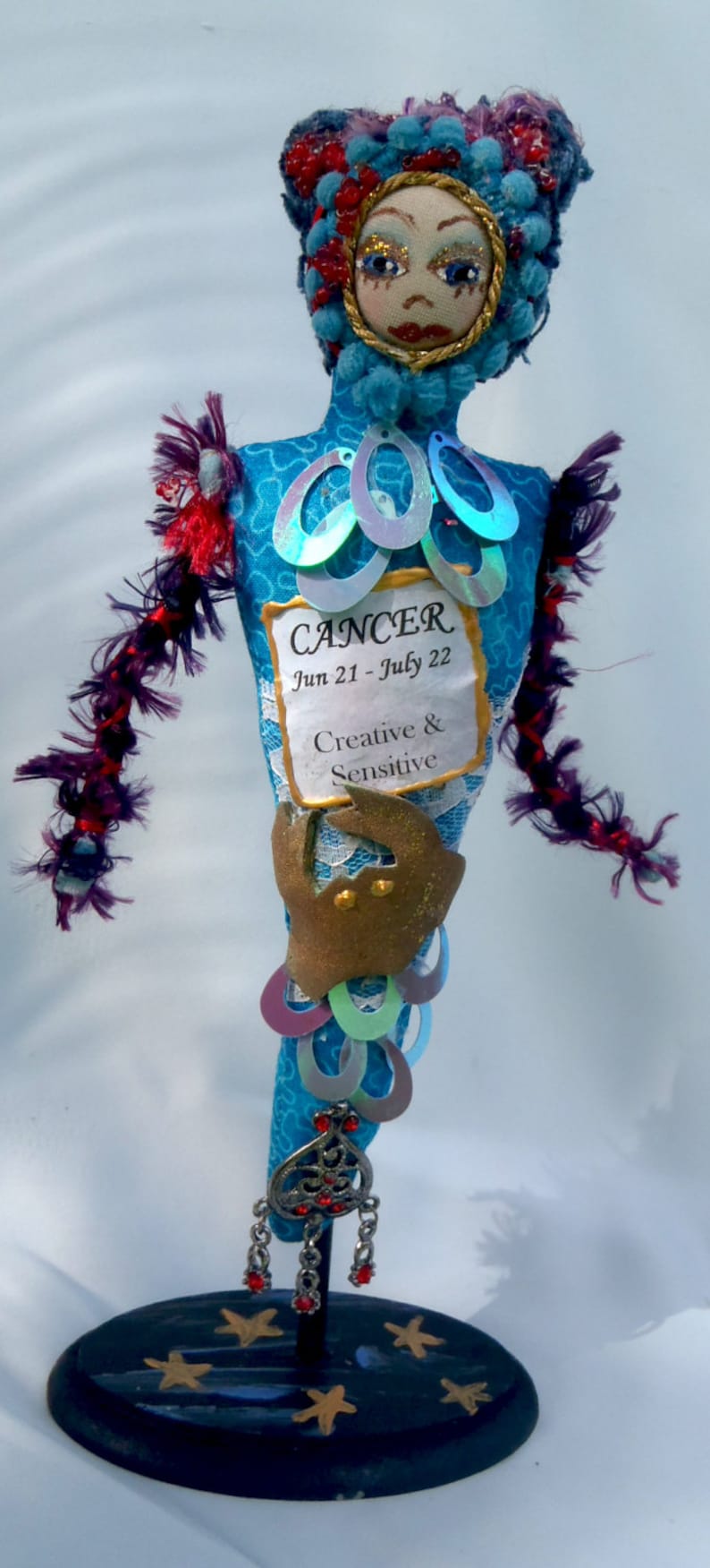 CANCER- ZODIAC Art Doll, One of A Kind, 20 Cm (8") Tall, Cloth Dolls ...