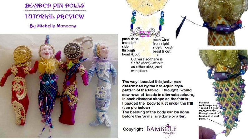 TUTORIAL- BEADED Pin Dolls, Workshop, Doll Making, Instructional, Cloth ...