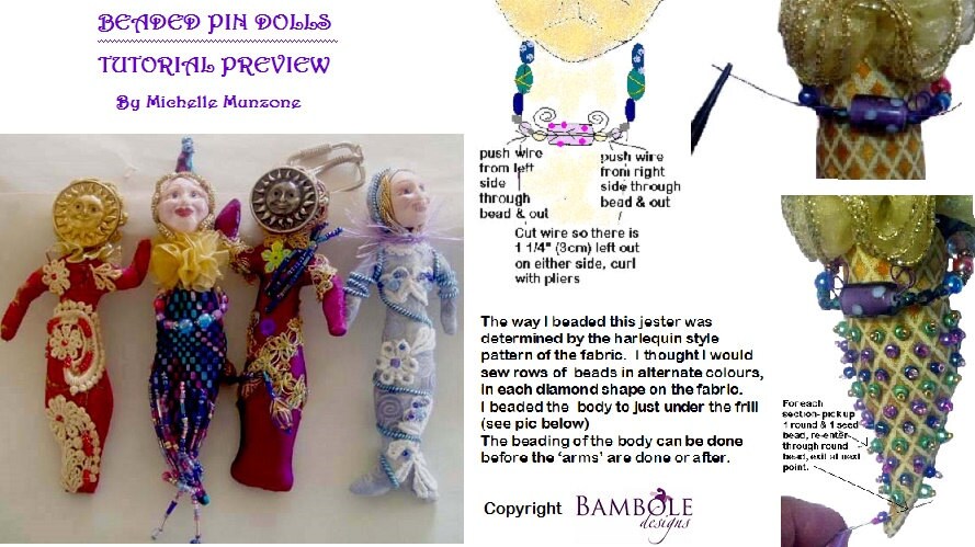 TUTORIAL- BEADED Pin Dolls, Workshop, Doll Making, Instructional, Cloth ...