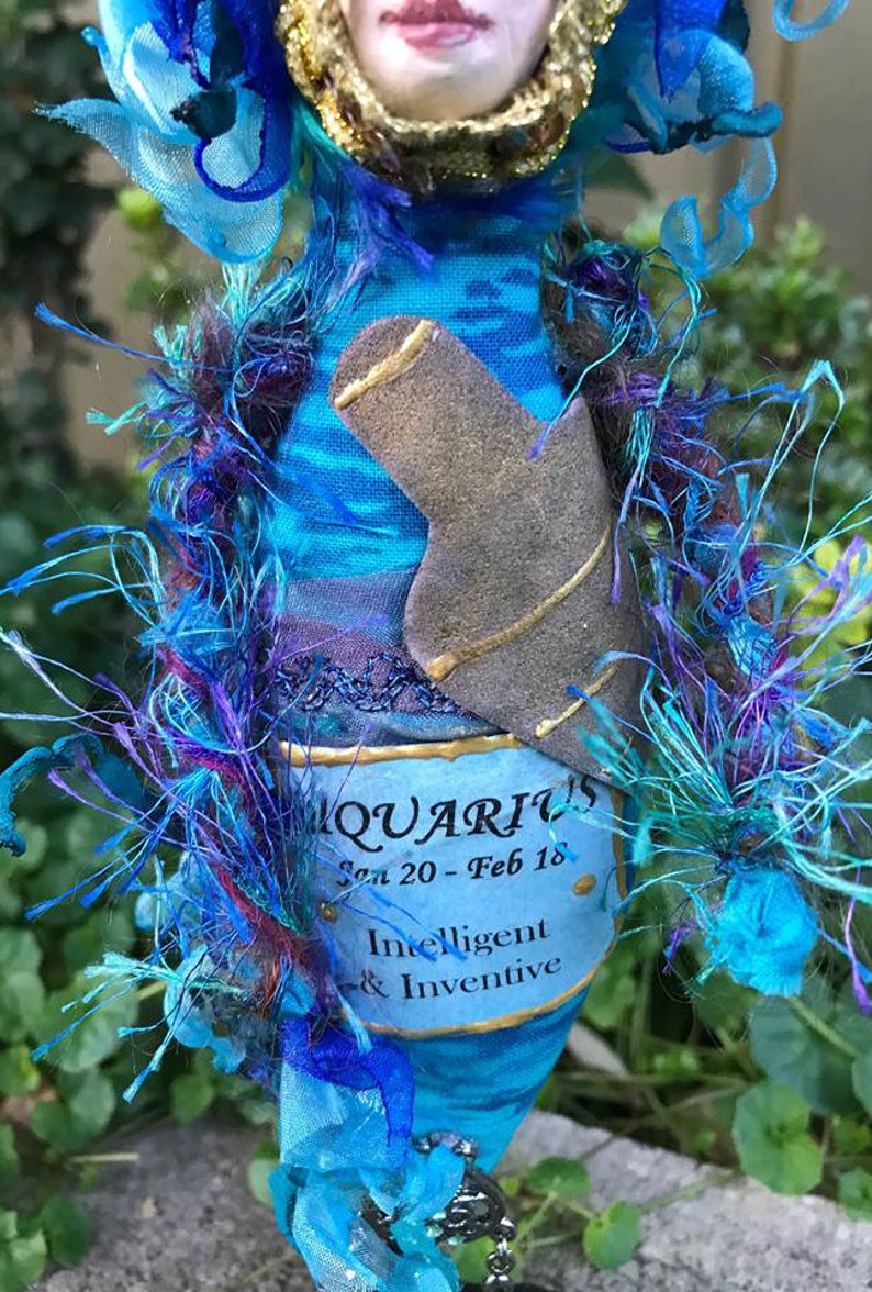 AQUARIUS ZODIAC Art Doll 20 Cm 8tall OOAK Home - Etsy