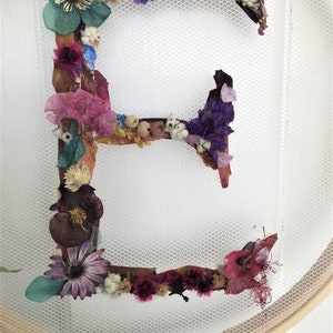 Dried FLORAL LETTER, Personalised, Initial Flowers in Hoop, Flower ...